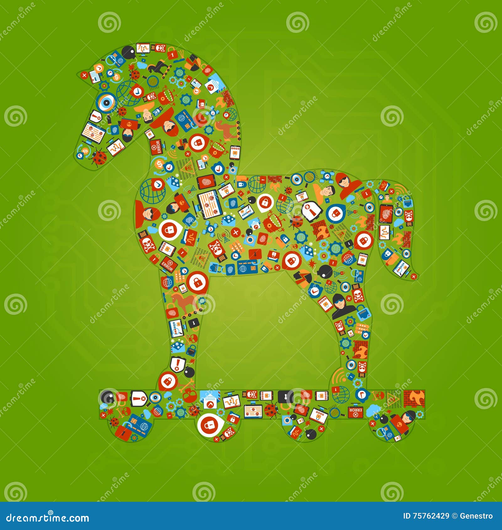 Trojan Horse Shape Concept stock illustration. Illustration of computer ...