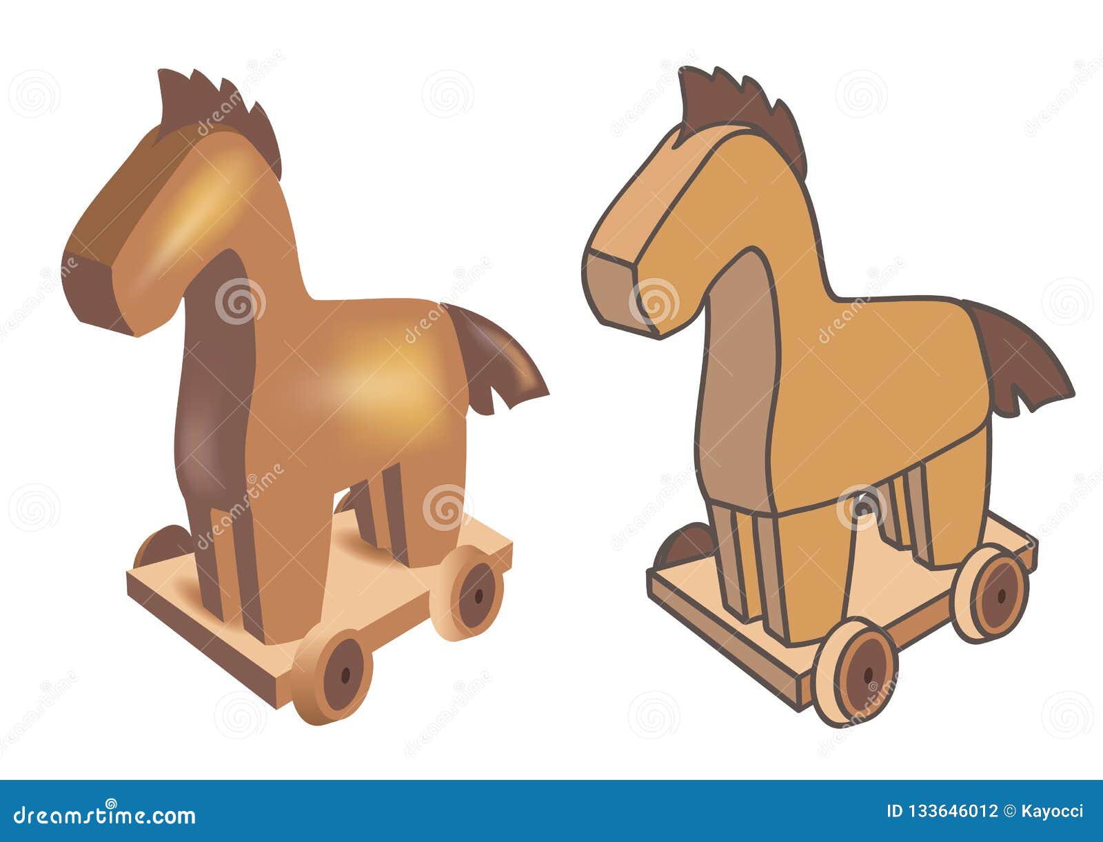 Trojan Horse -three-dimensional and Flat Stock Vector - Illustration of ...