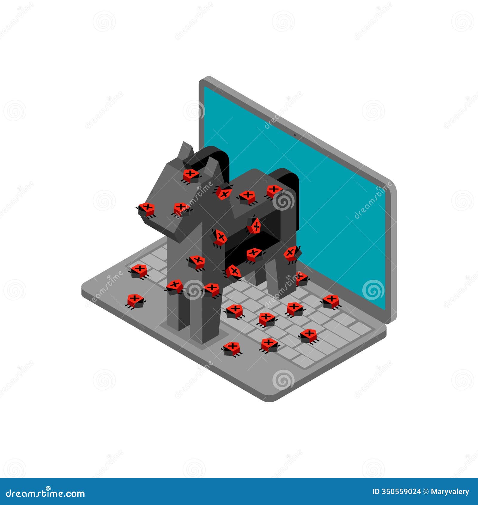 Trojan Horse Virus from Laptop. Concept of Computer Infection with ...
