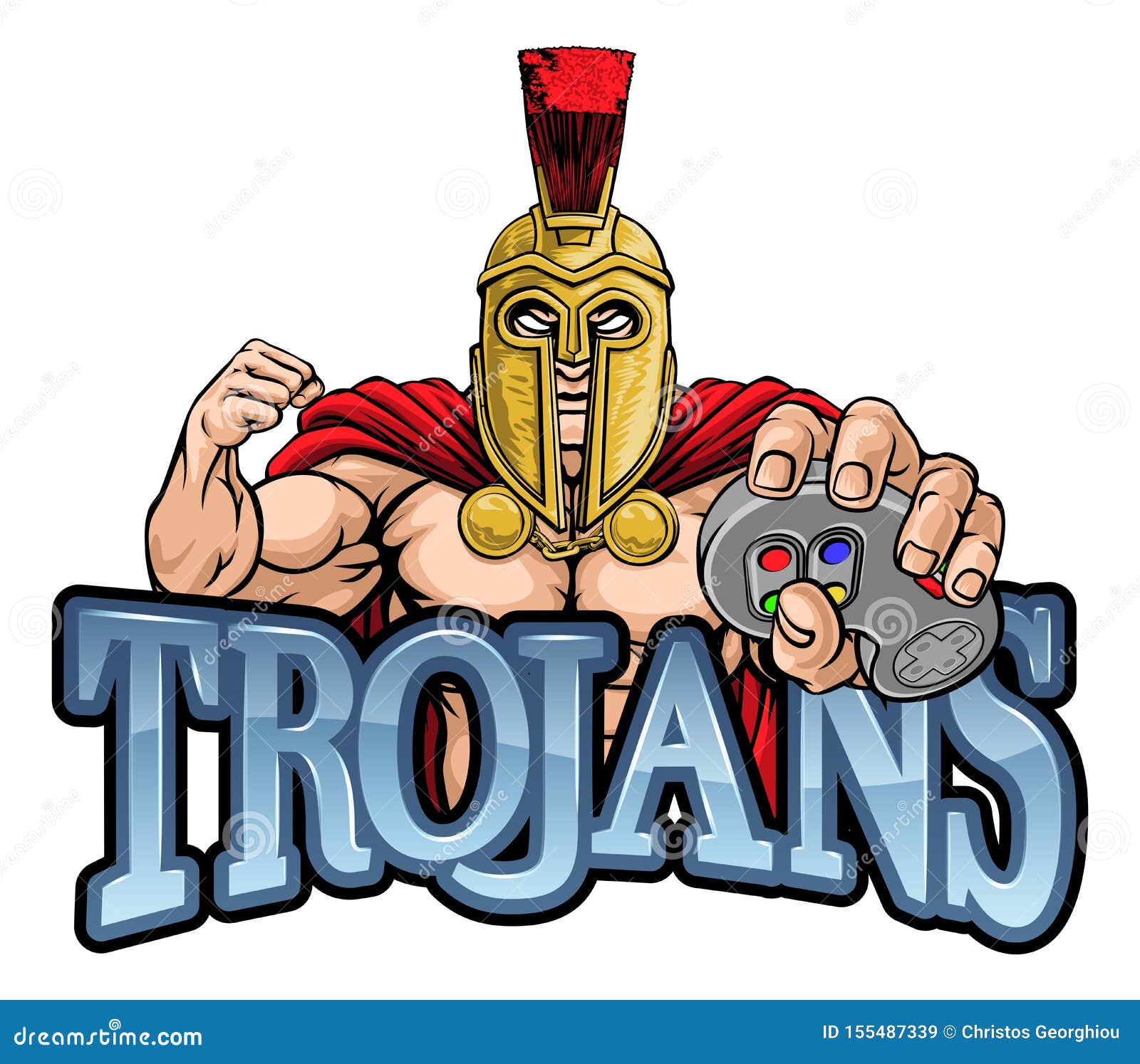 Trojan Spartan Gamer Gladiator Controller Mascot Stock Vector ...