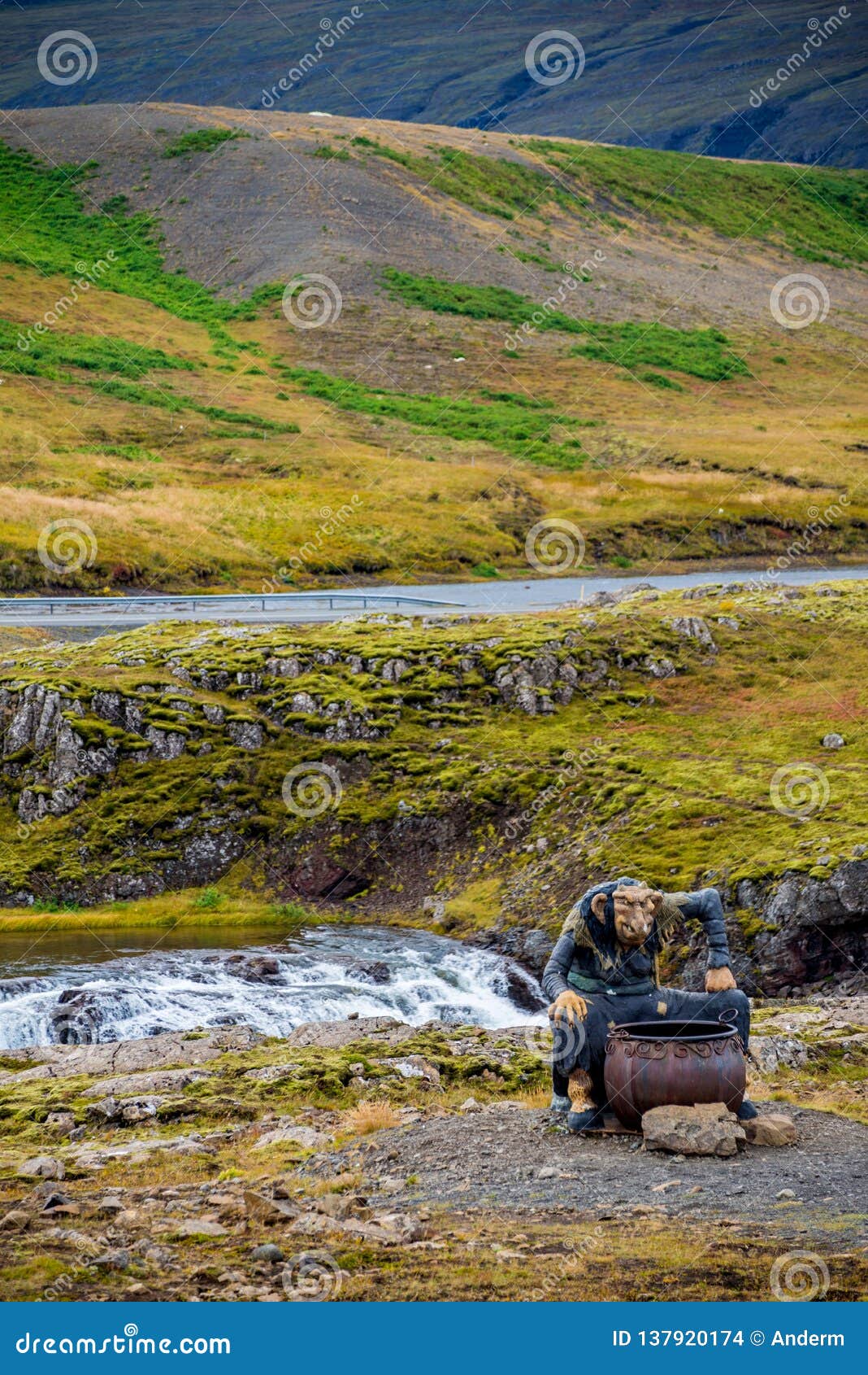 Funny Troll Warning Sign At The Road To Trollstigen, Norway Royalty ...