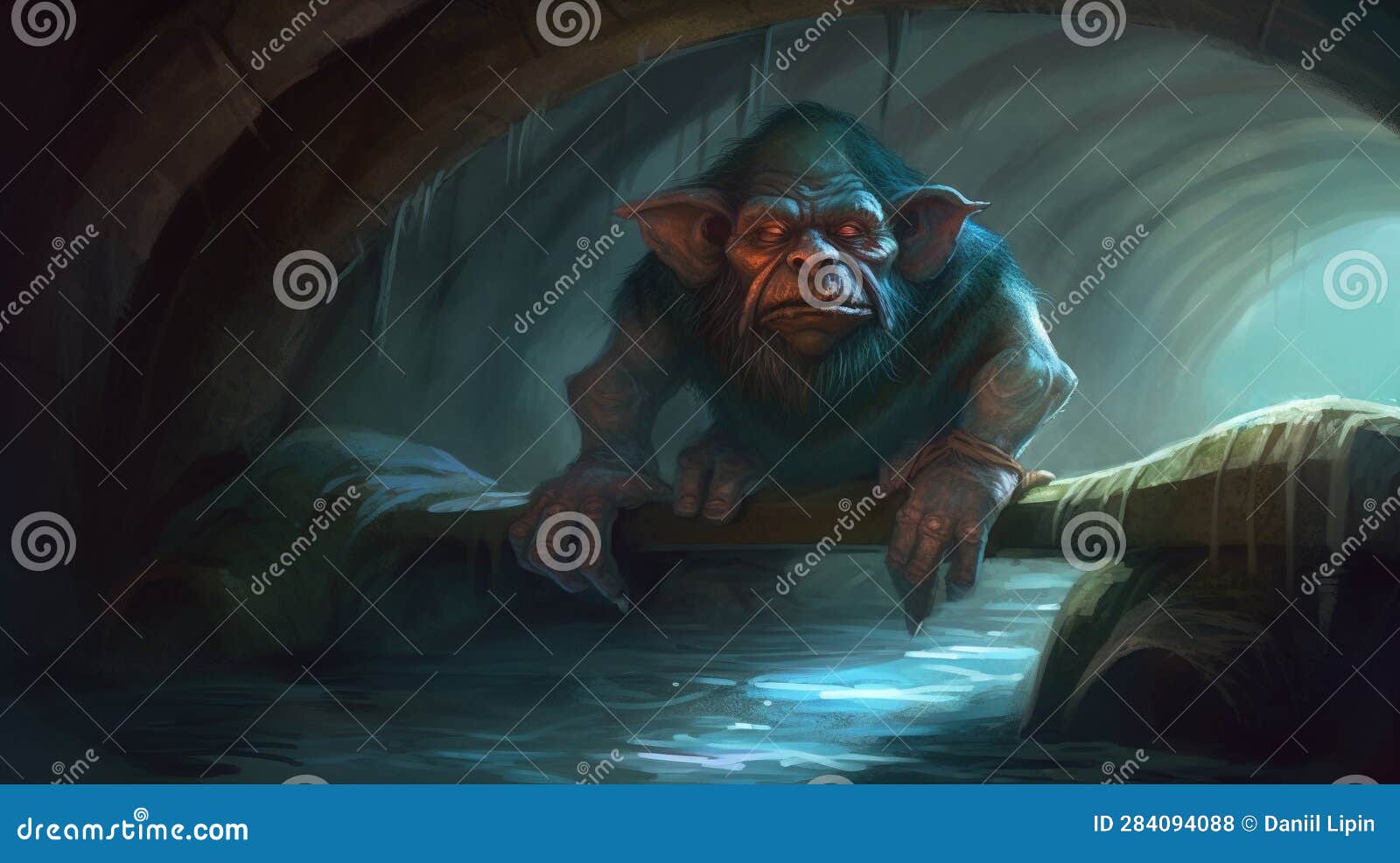 A troll under a bridge stock illustration. Illustration of cartoon ...