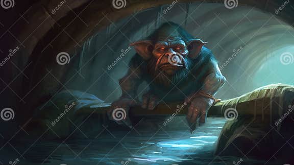 A troll under a bridge stock illustration. Illustration of cartoon ...
