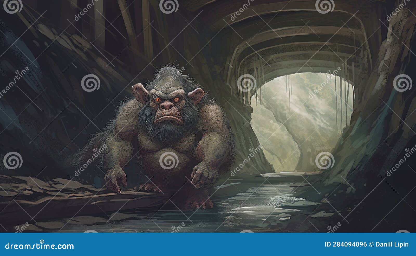 A troll under a bridge stock illustration. Illustration of design ...