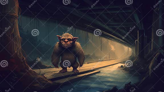 A troll under a bridge stock illustration. Illustration of dreamlike ...