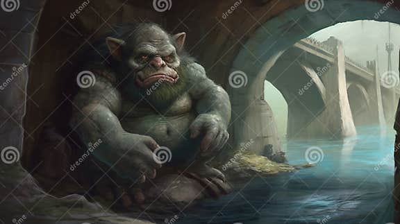A troll under a bridge stock illustration. Illustration of folklore ...