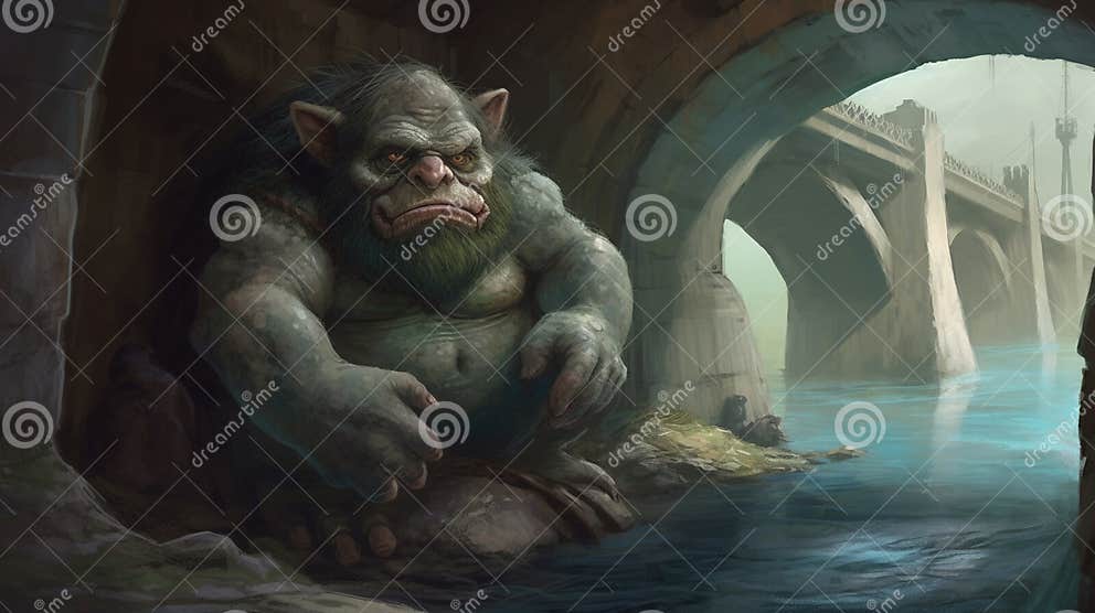 A troll under a bridge stock illustration. Illustration of folklore ...