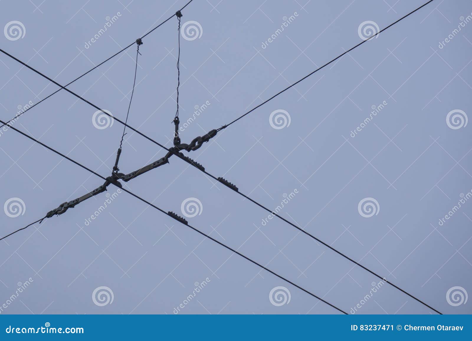 Trolley-bus Electric Wire. Electro Contact Unite Stock Image - Image of ...