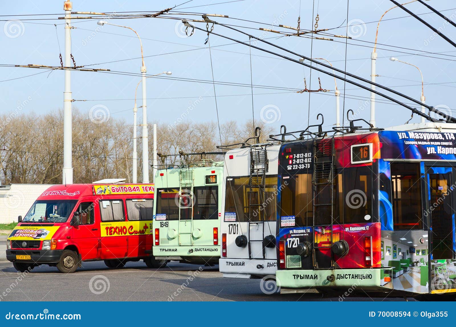 Trolley Buses And Taxis At Final Stop, Gomel, Belarus Editorial Photo ...