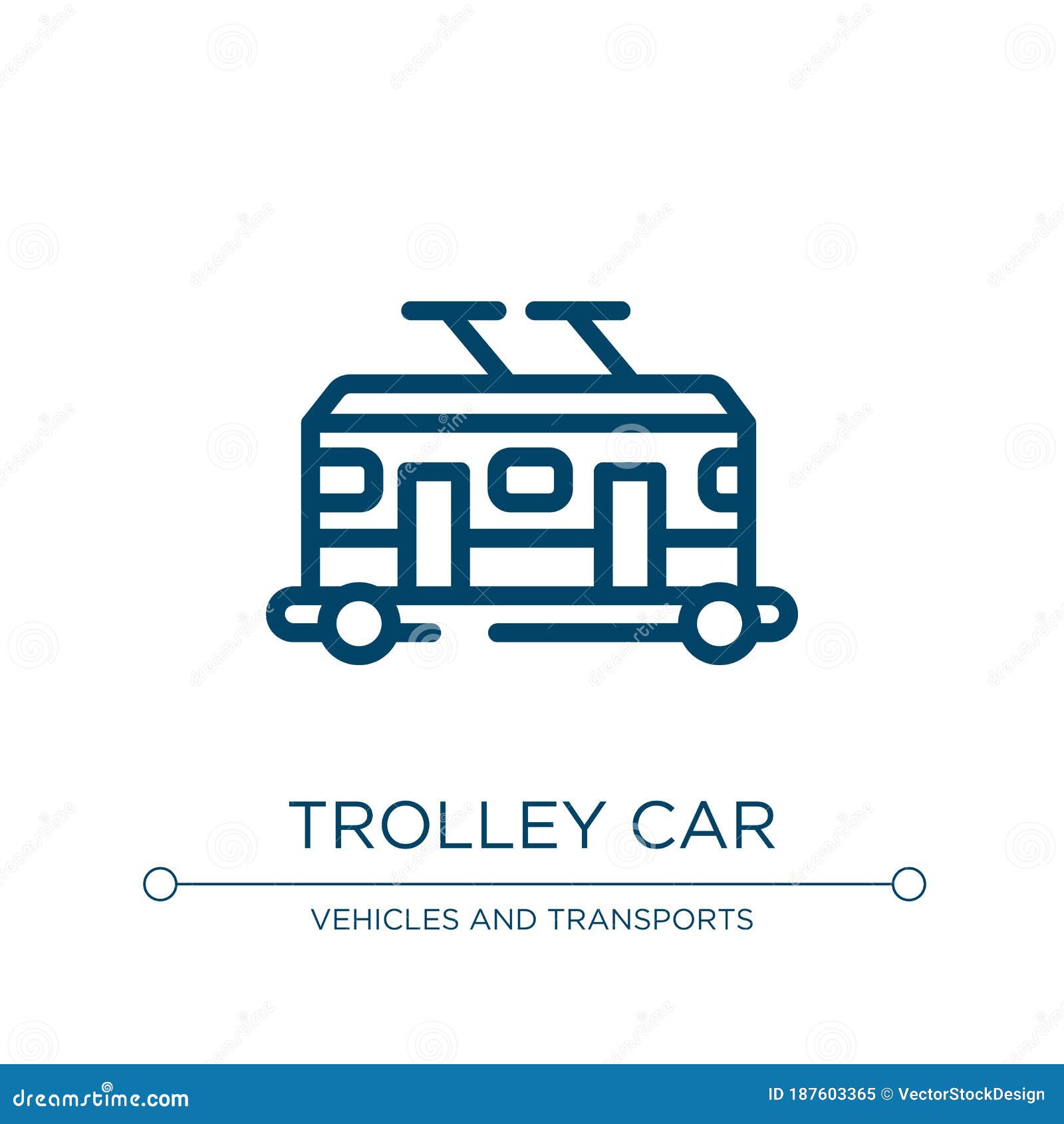 Trolley Car Icon. Linear Vector Illustration from Transport Collection ...