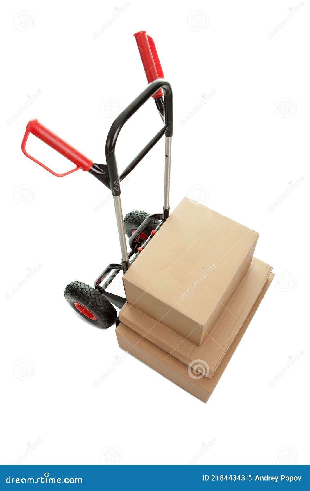 Trolley with Cardboard Boxes on White Background Stock Image - Image of ...
