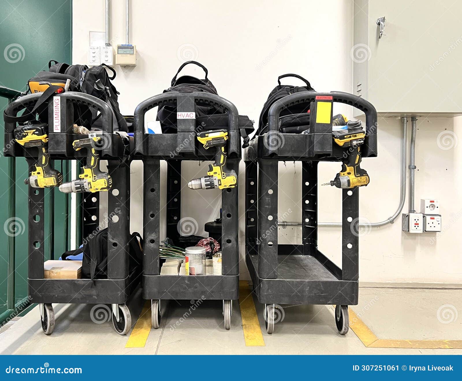 Trolley Cart with Electrical, Plumbing, HVAC Tools Stock Image - Image ...