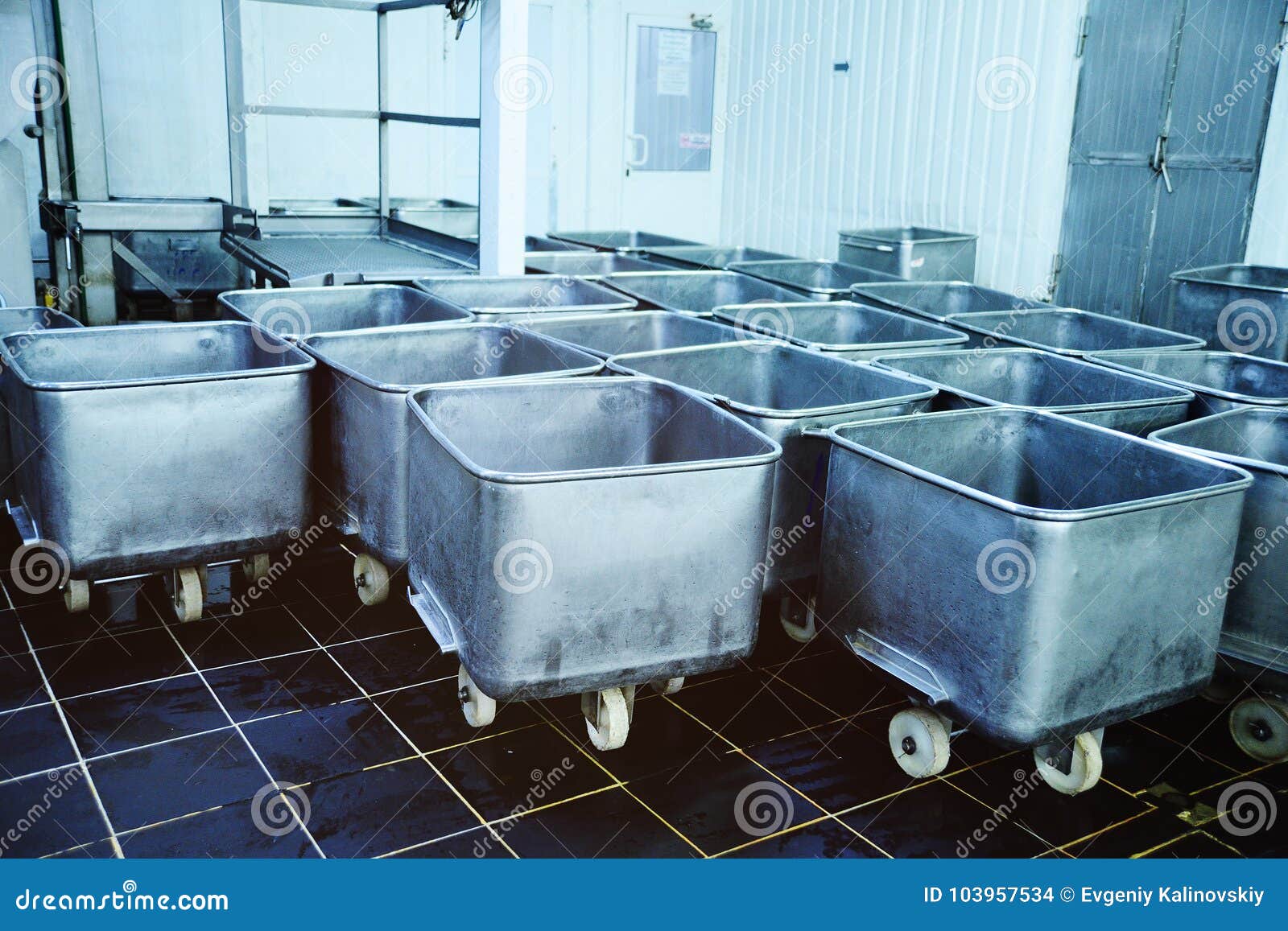 Trolley for Food at the Meat Factory Stock Photo - Image of factory ...