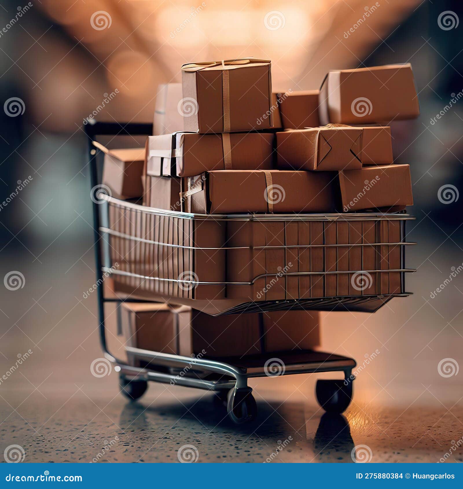 Trolley Full of Parcels with Generative AI Stock Illustration ...