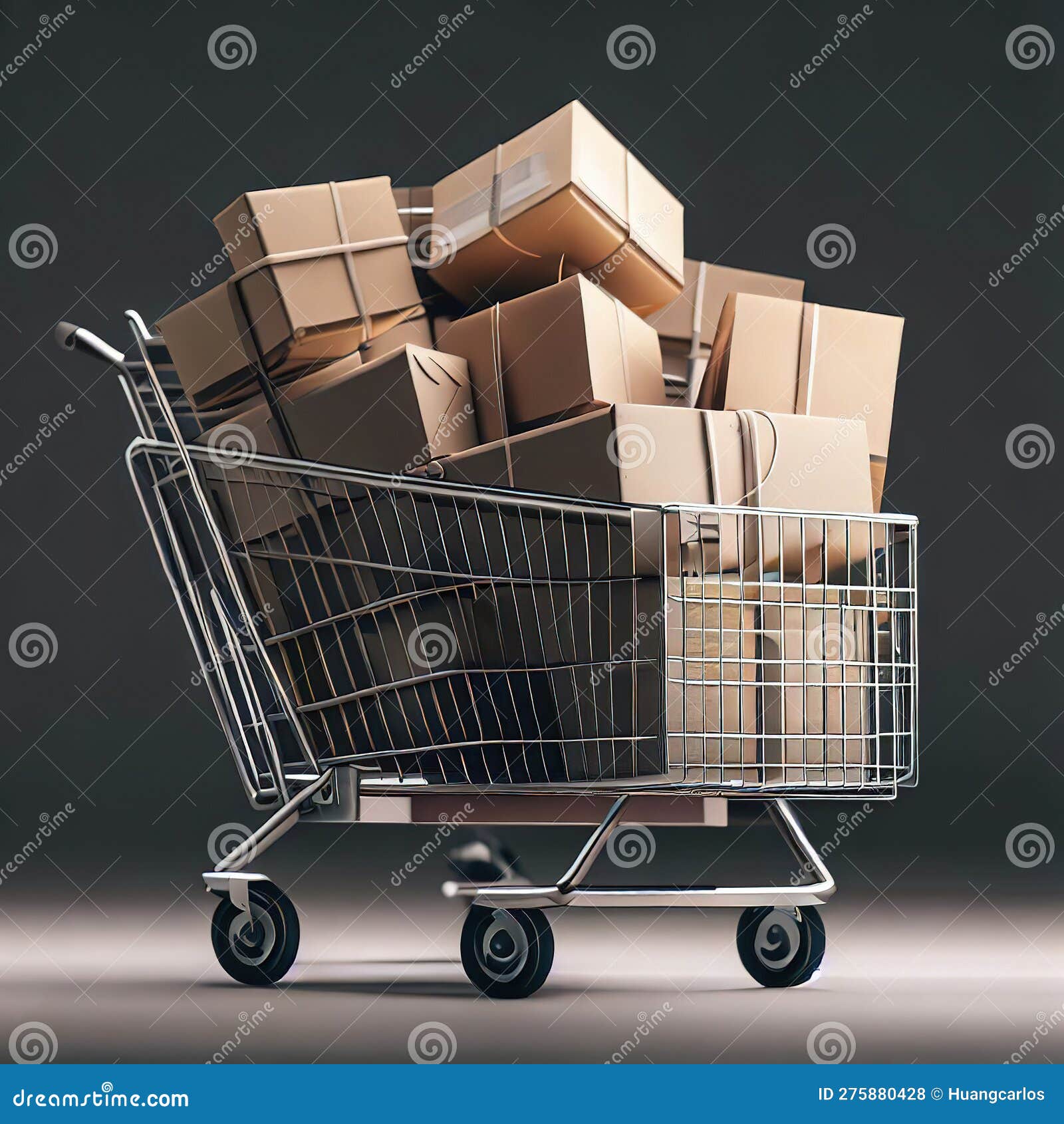 Trolley Full of Parcels with Generative AI Stock Illustration ...
