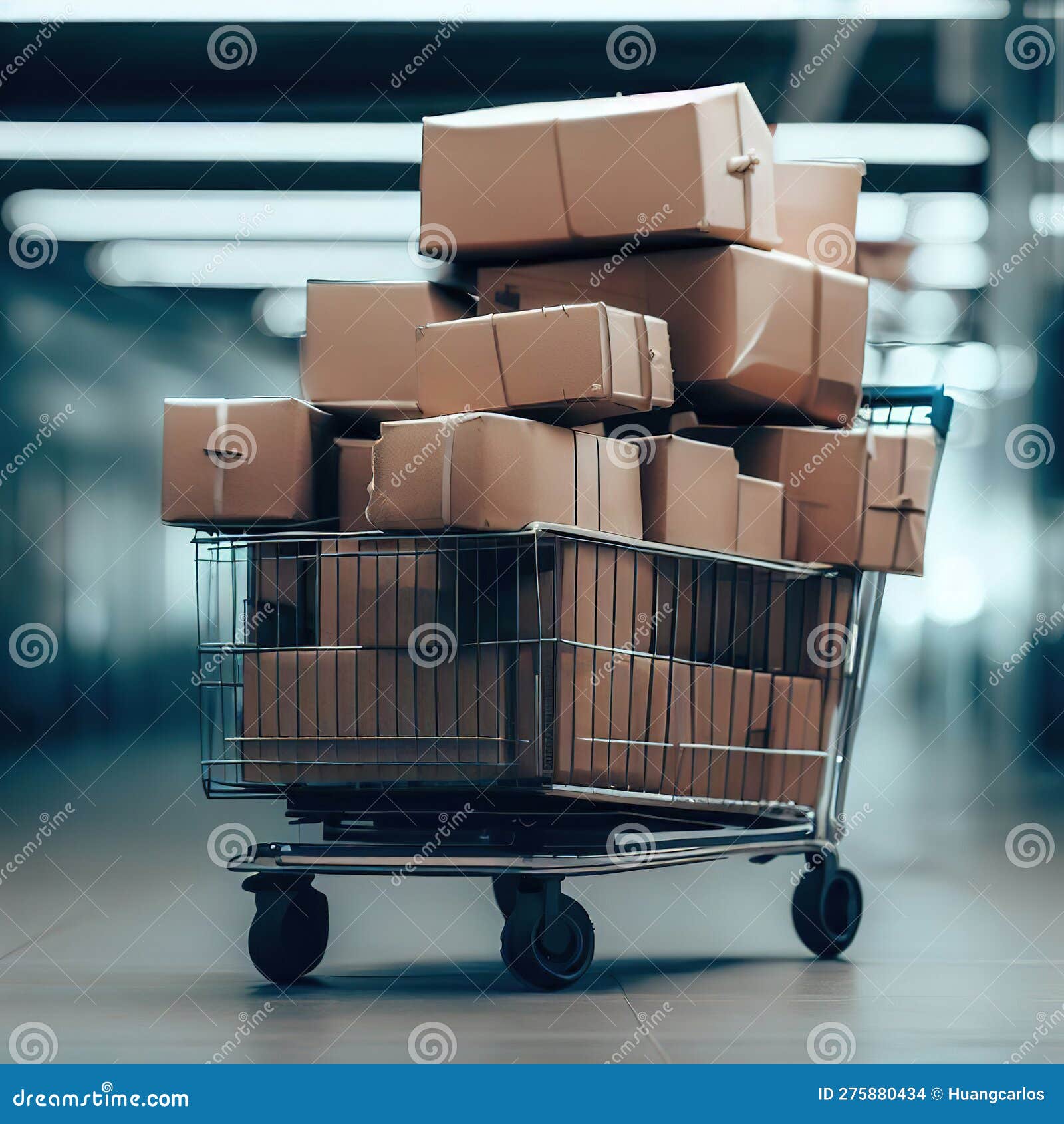 Trolley Full of Parcels with Generative AI Stock Illustration ...