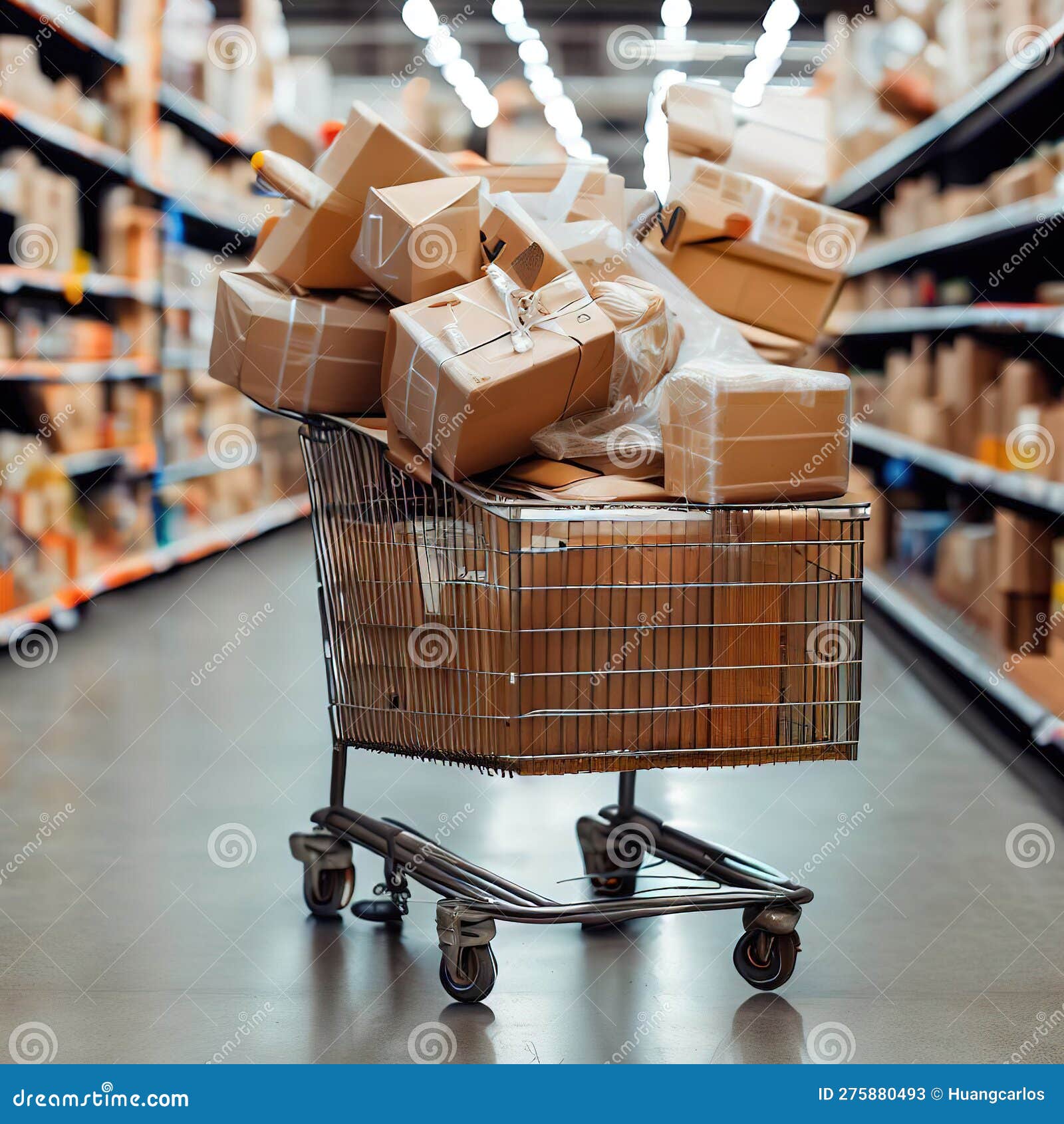 Trolley Full of Parcels with Generative AI Stock Illustration ...
