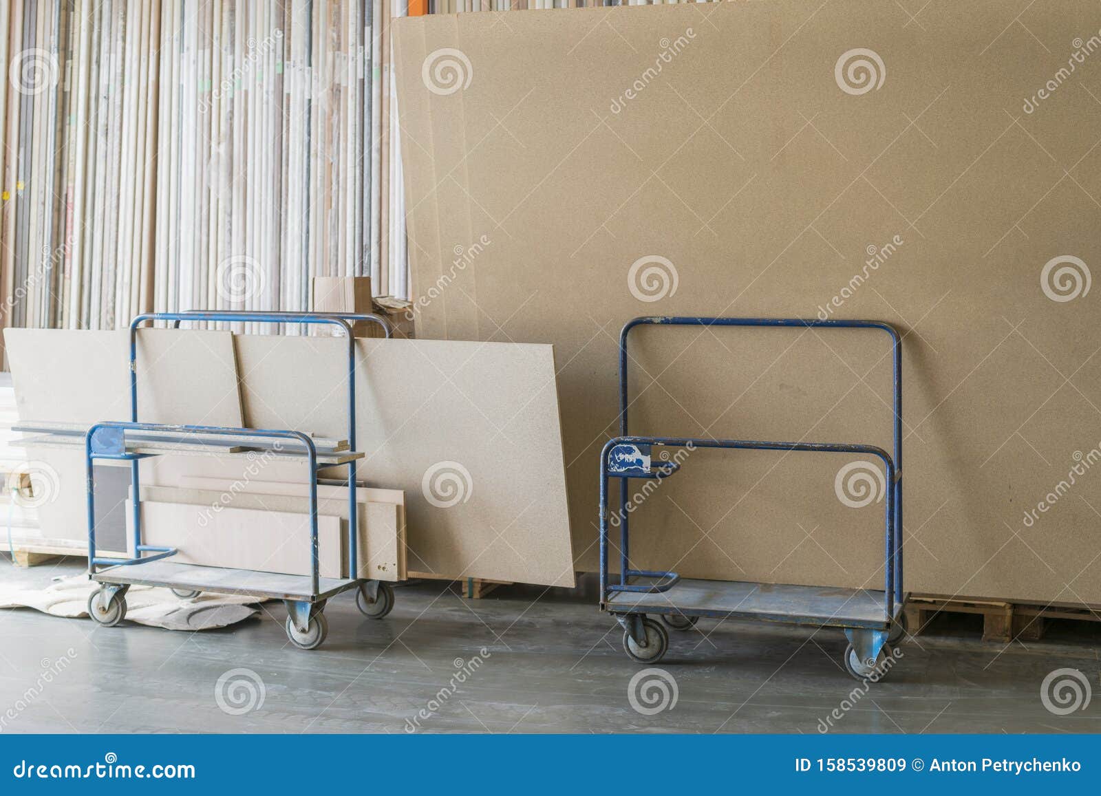 Trolley In A Hardware Store With Building Materials. Warehouse Large ...