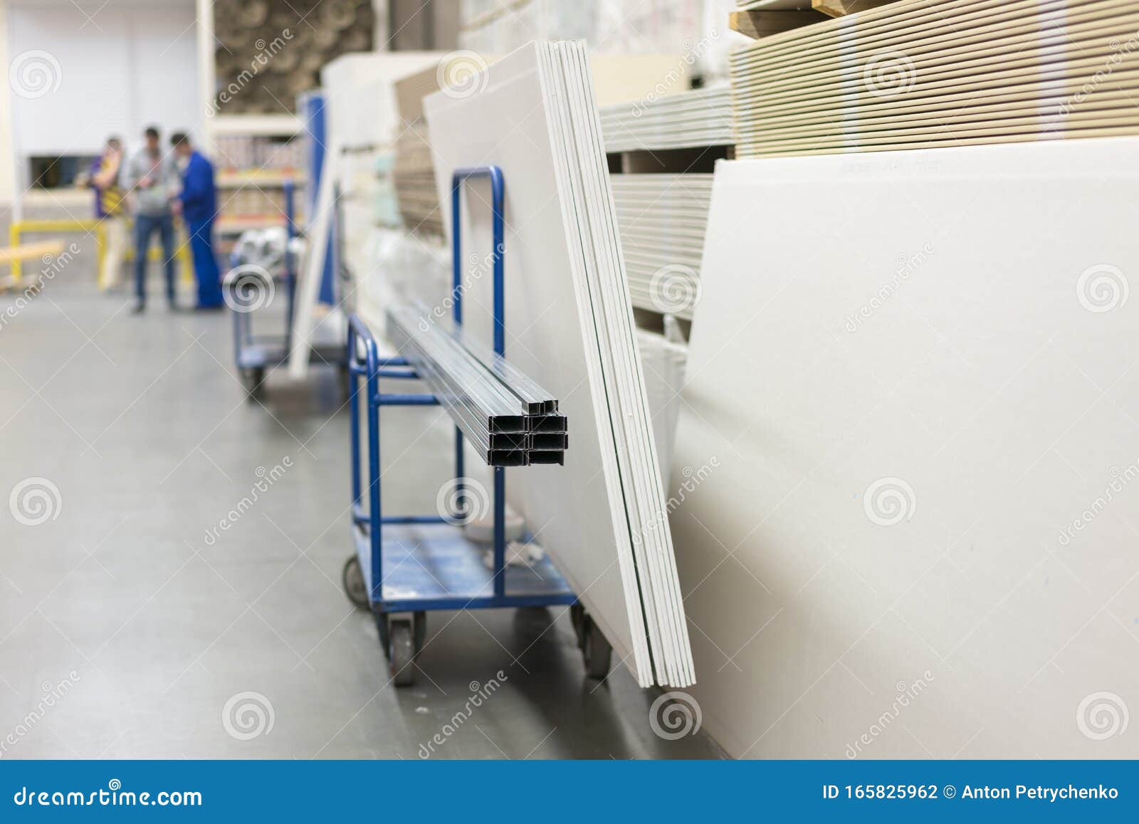 Trolley In A Hardware Store With Building Materials. Warehouse Large ...