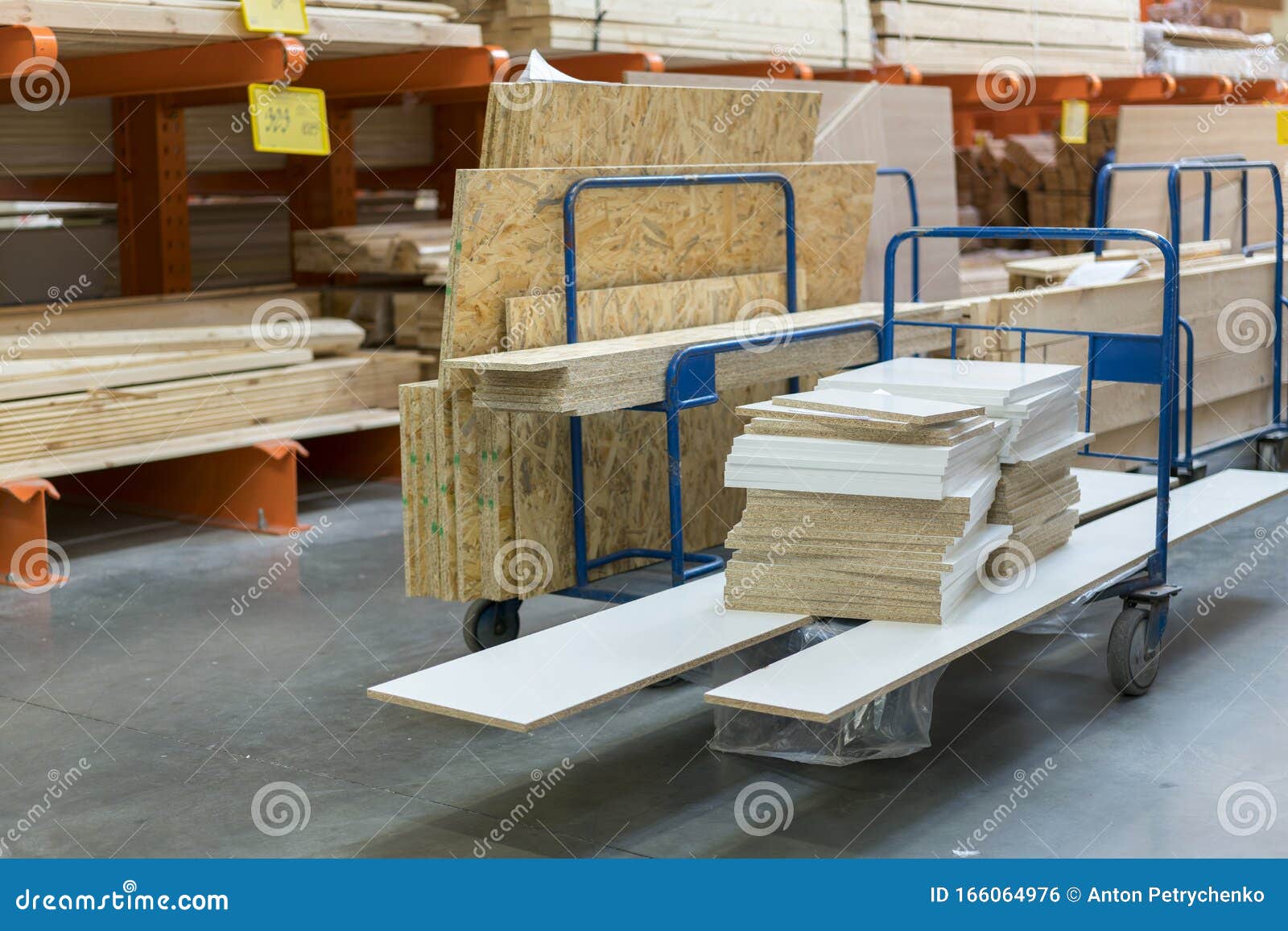 Trolley In A Hardware Store With Building Materials. Warehouse Large ...