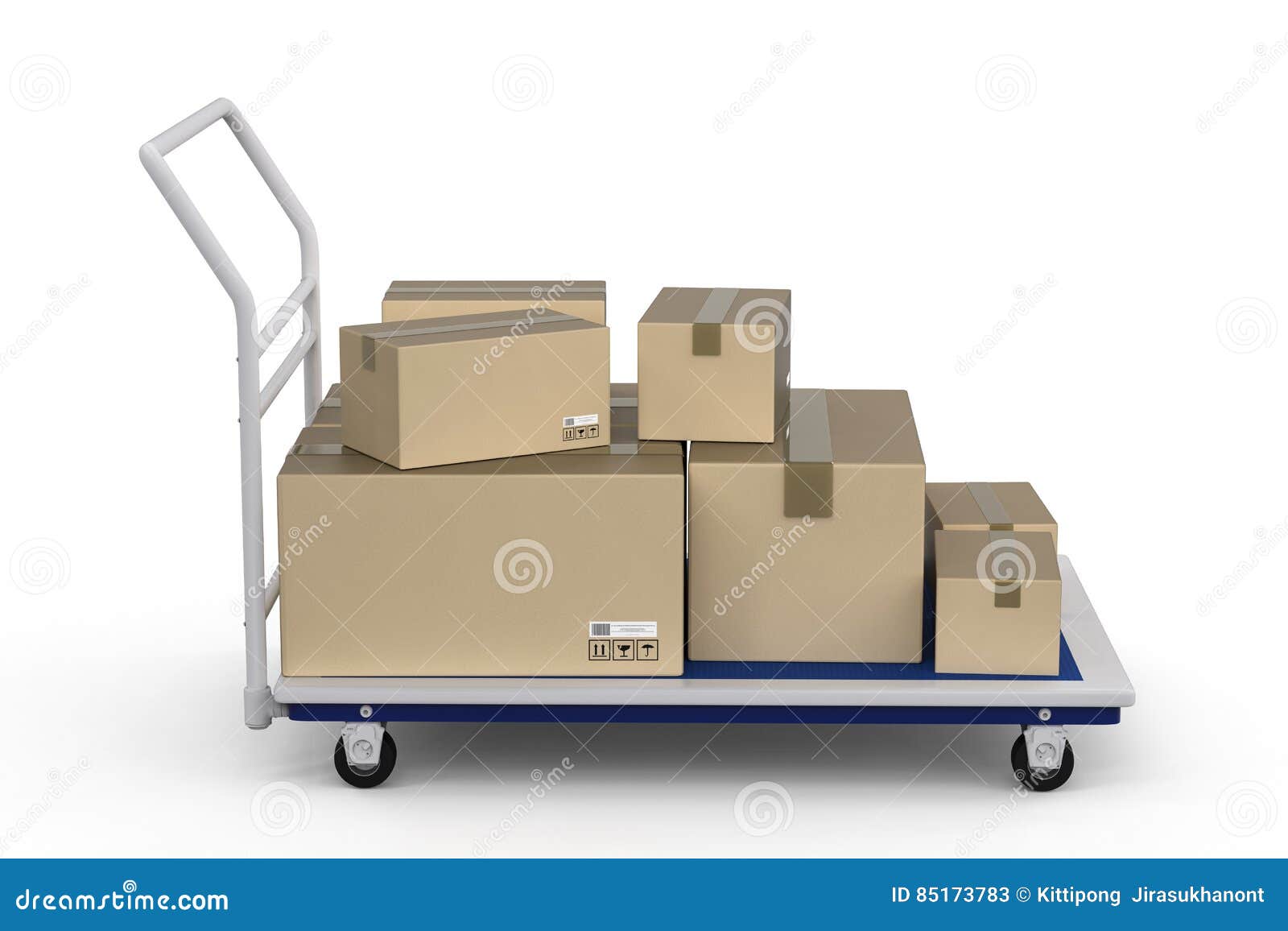 Trolley With Heap Of Storage Boxes Royalty-Free Stock Photo ...