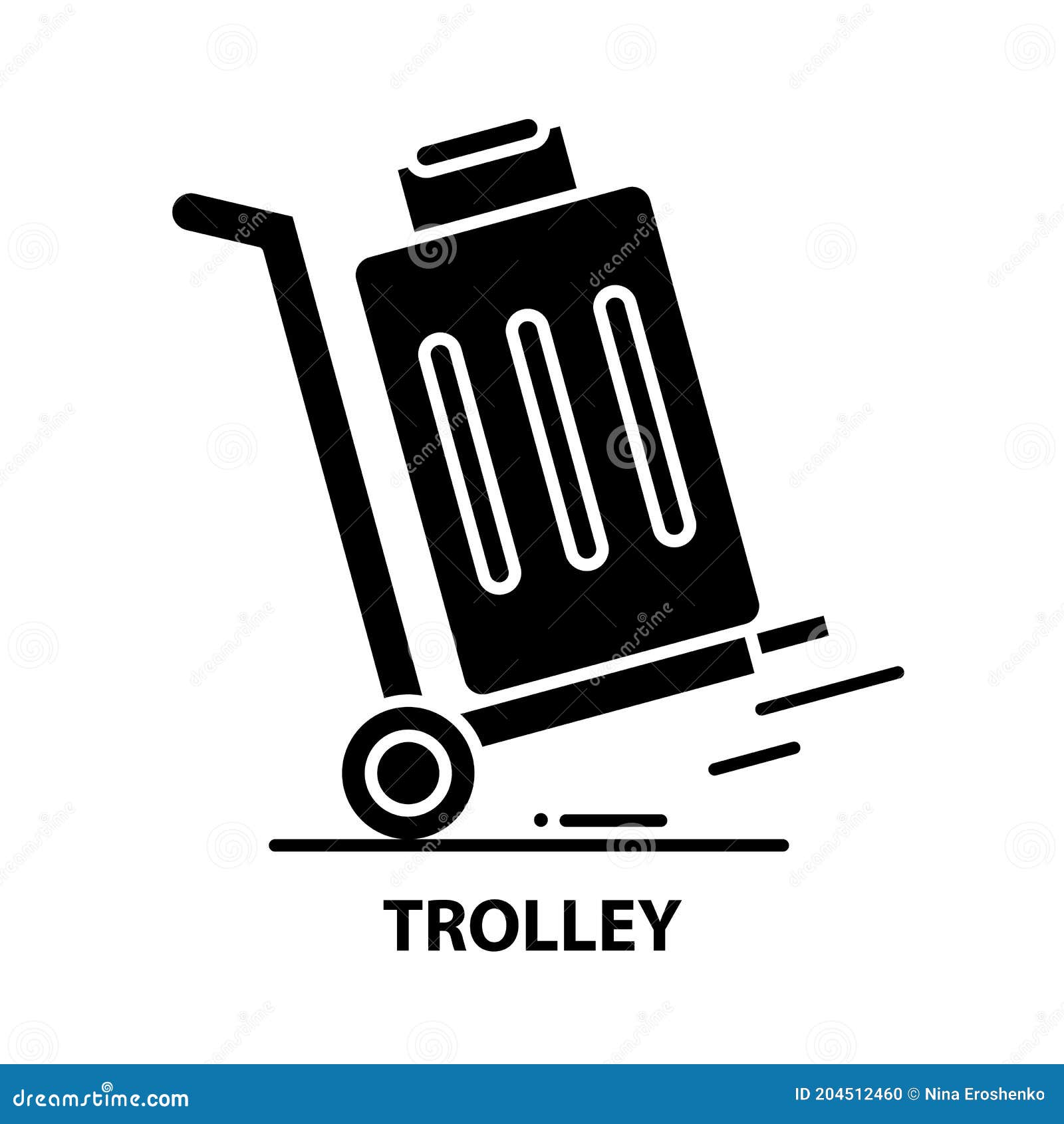 Trolley Icon, Black Vector Sign with Editable Strokes, Concept ...