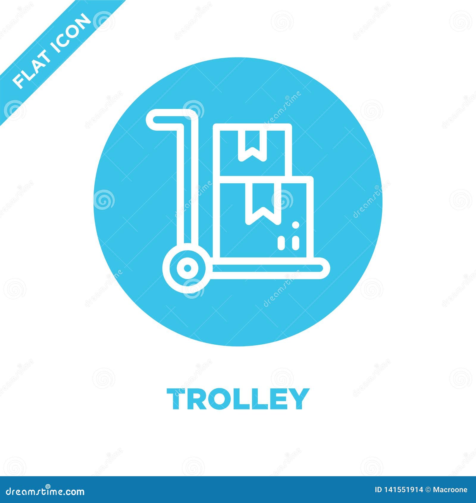 Trolley Icon Vector. Thin Line Trolley Outline Icon Vector Illustration ...