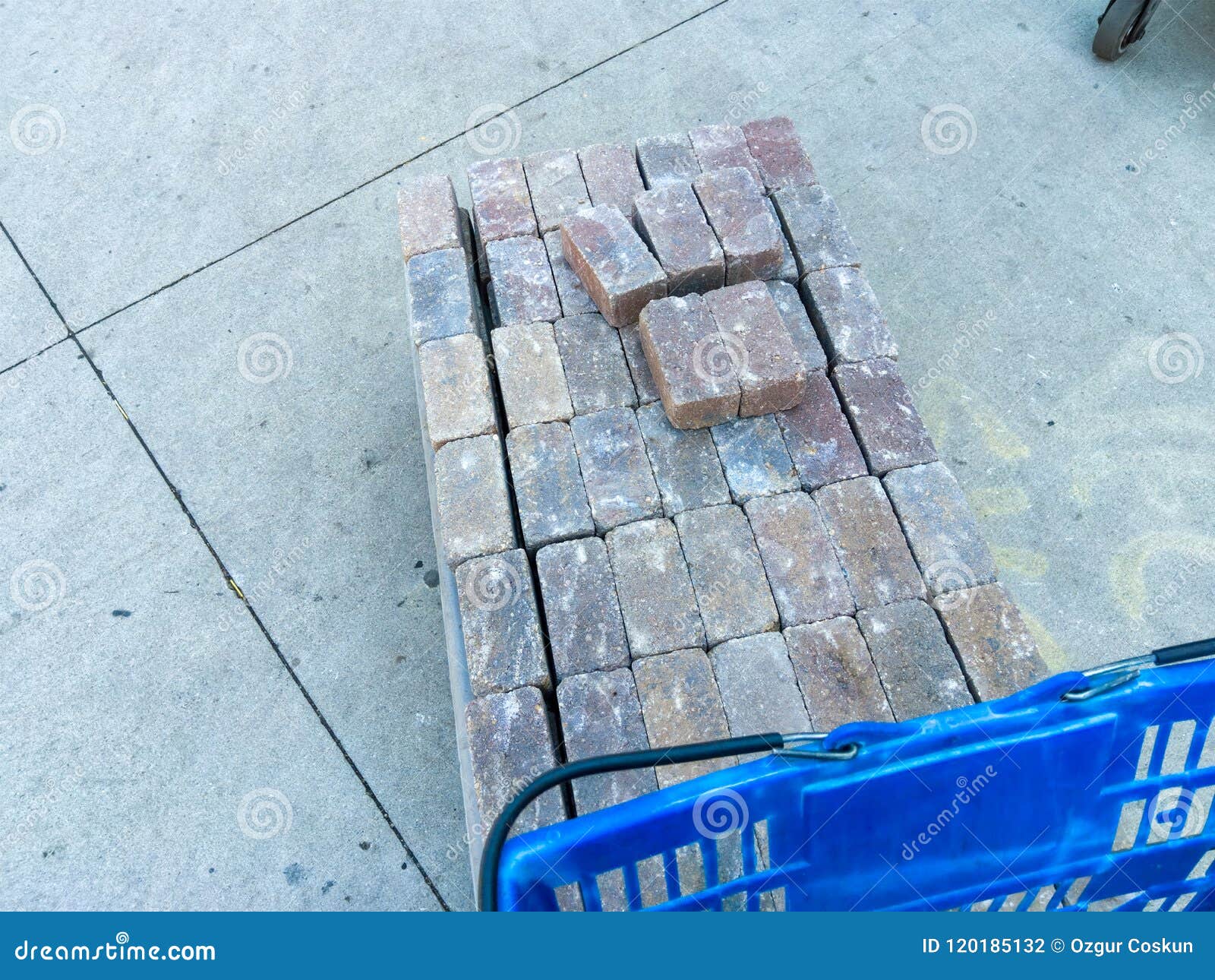 Trolley Loaded with Stacked Bricks at a Store Stock Photo - Image of ...