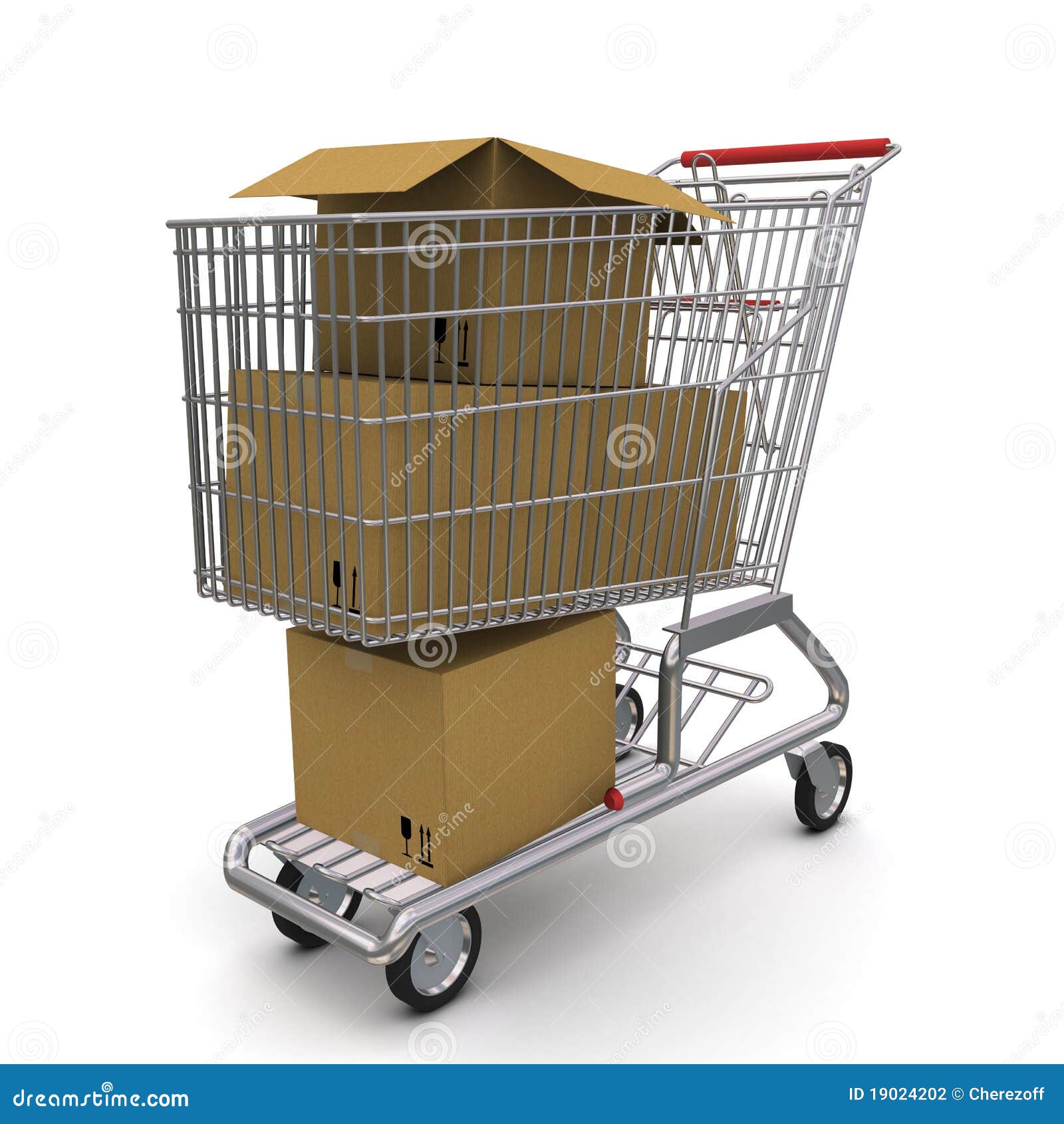 Trolley with an Open Cardboard Box Stock Illustration - Illustration of ...
