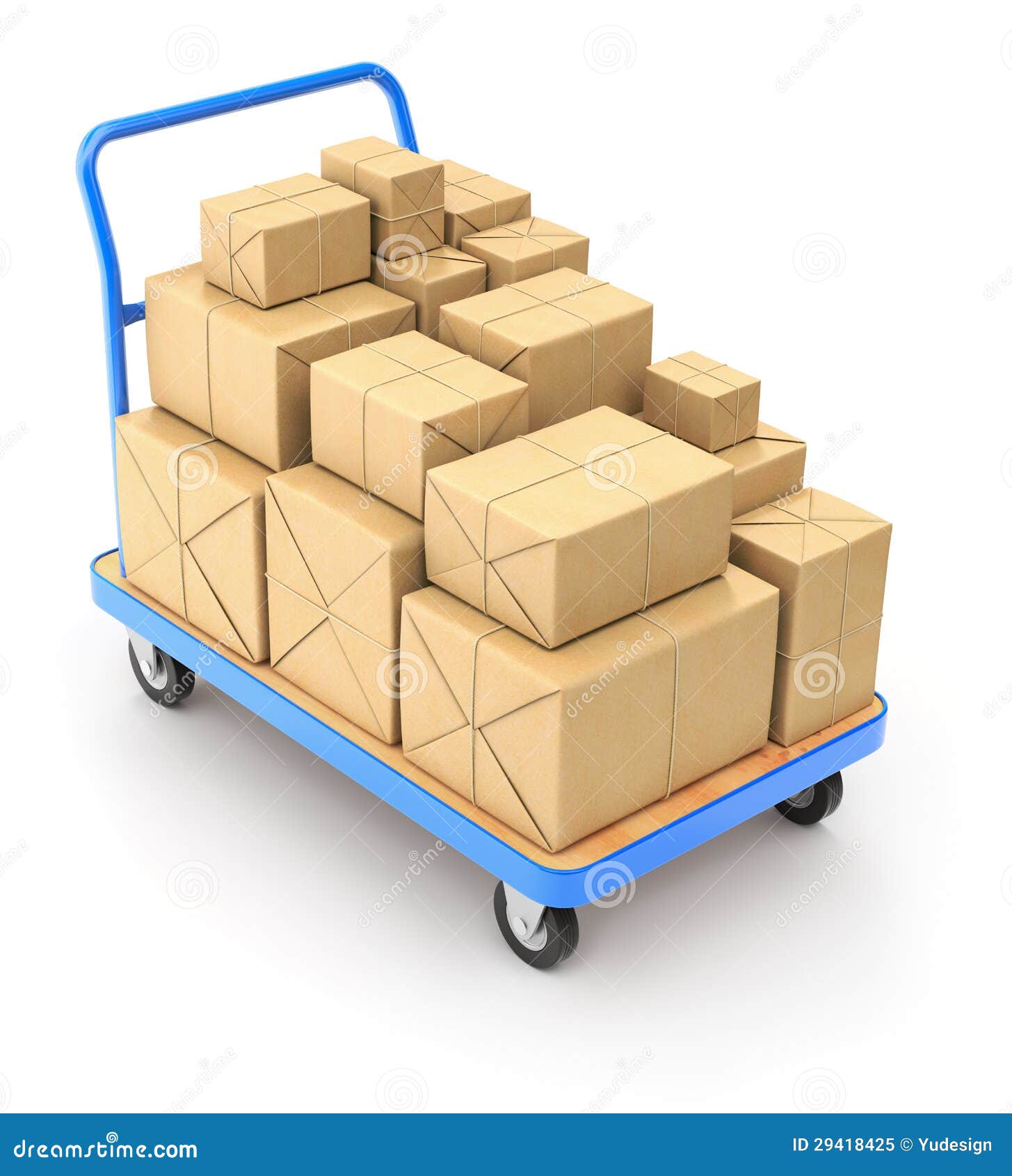 Trolley with post packages stock illustration. Illustration of gift ...