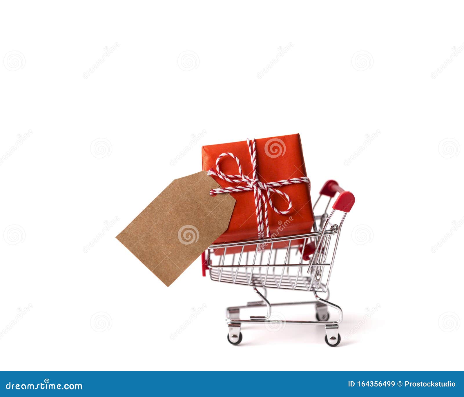Trolley with Present Box and Label for Text Isolated on White Stock ...