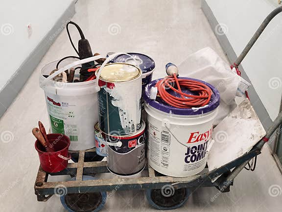 17-12-2020 a Trolley of Professional House Painter Work Tools Brushes ...