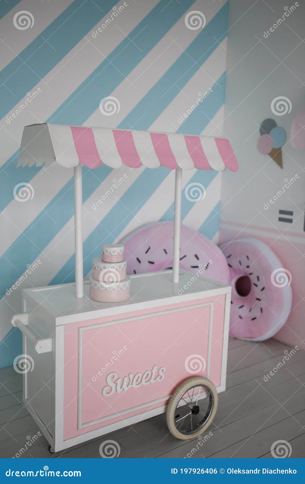 Trolley with Sweets and Donuts on Wheels Stock Photo - Image of ...