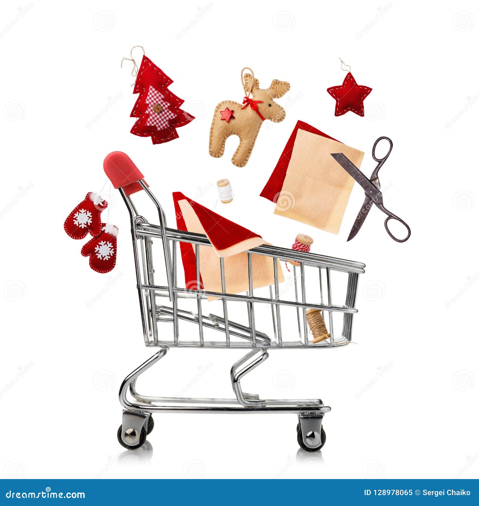 Trolley with Tools To Create Christmas Decorations Stock Image - Image ...