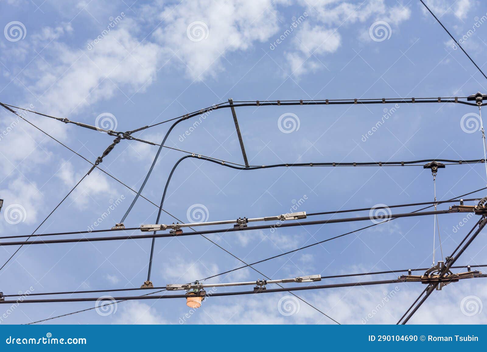 Trolley Trolleybus Electricity Cable Lines Stock Photo - Image of light ...