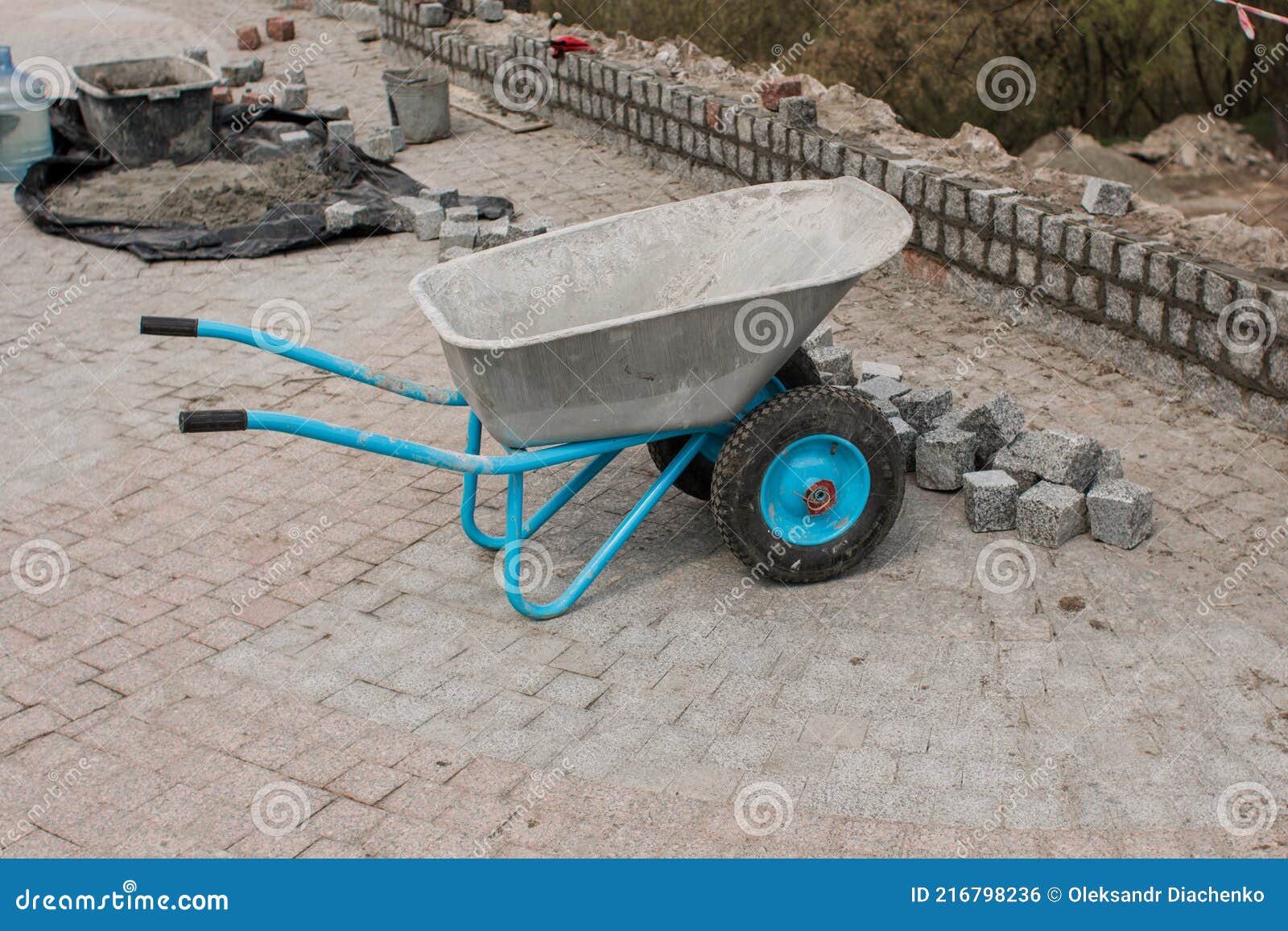 Trolley on Wheels at a Construction Site Stock Photo - Image of ...