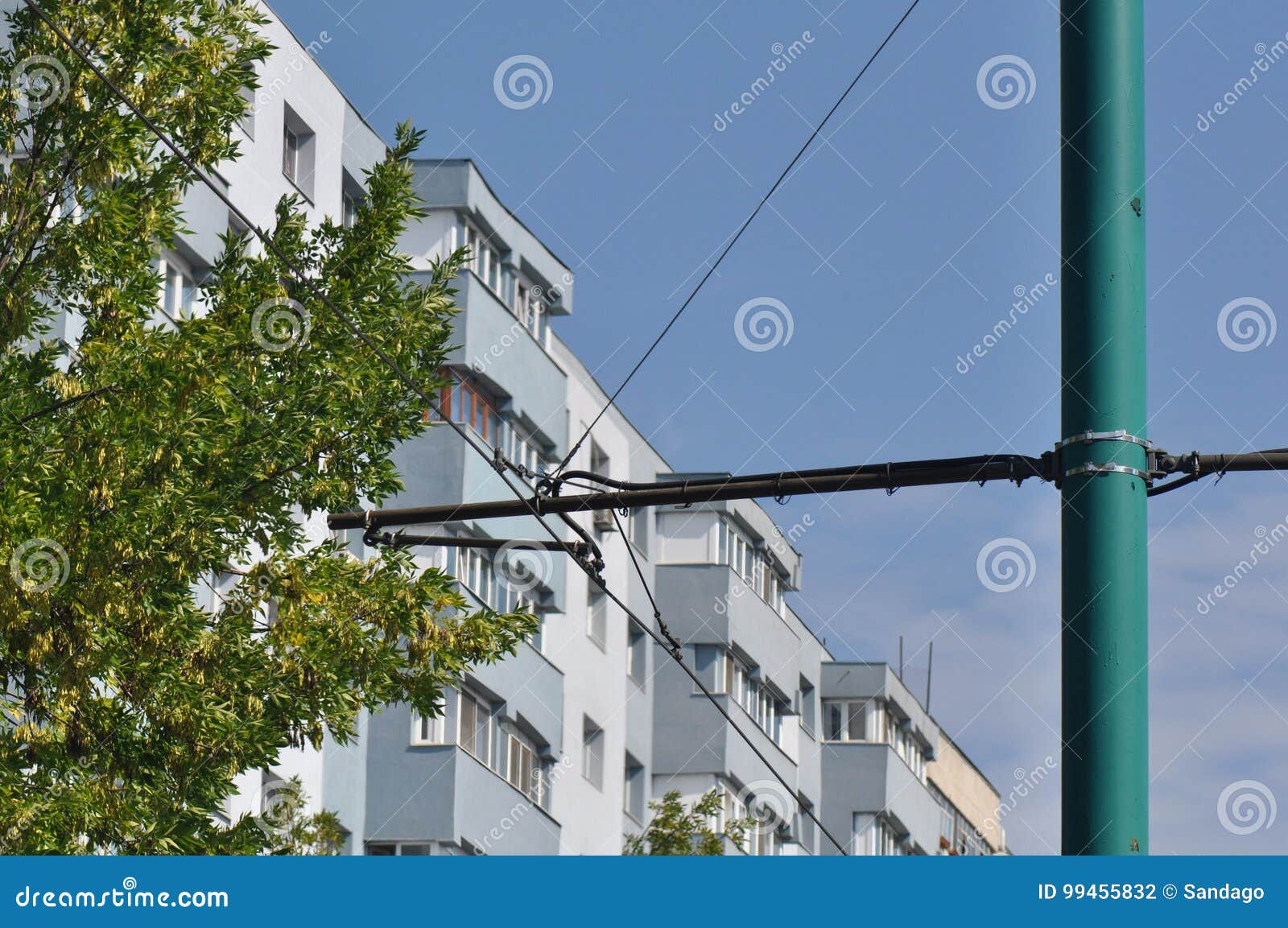 Trolley wire of a tram stock photo. Image of industry - 99455832