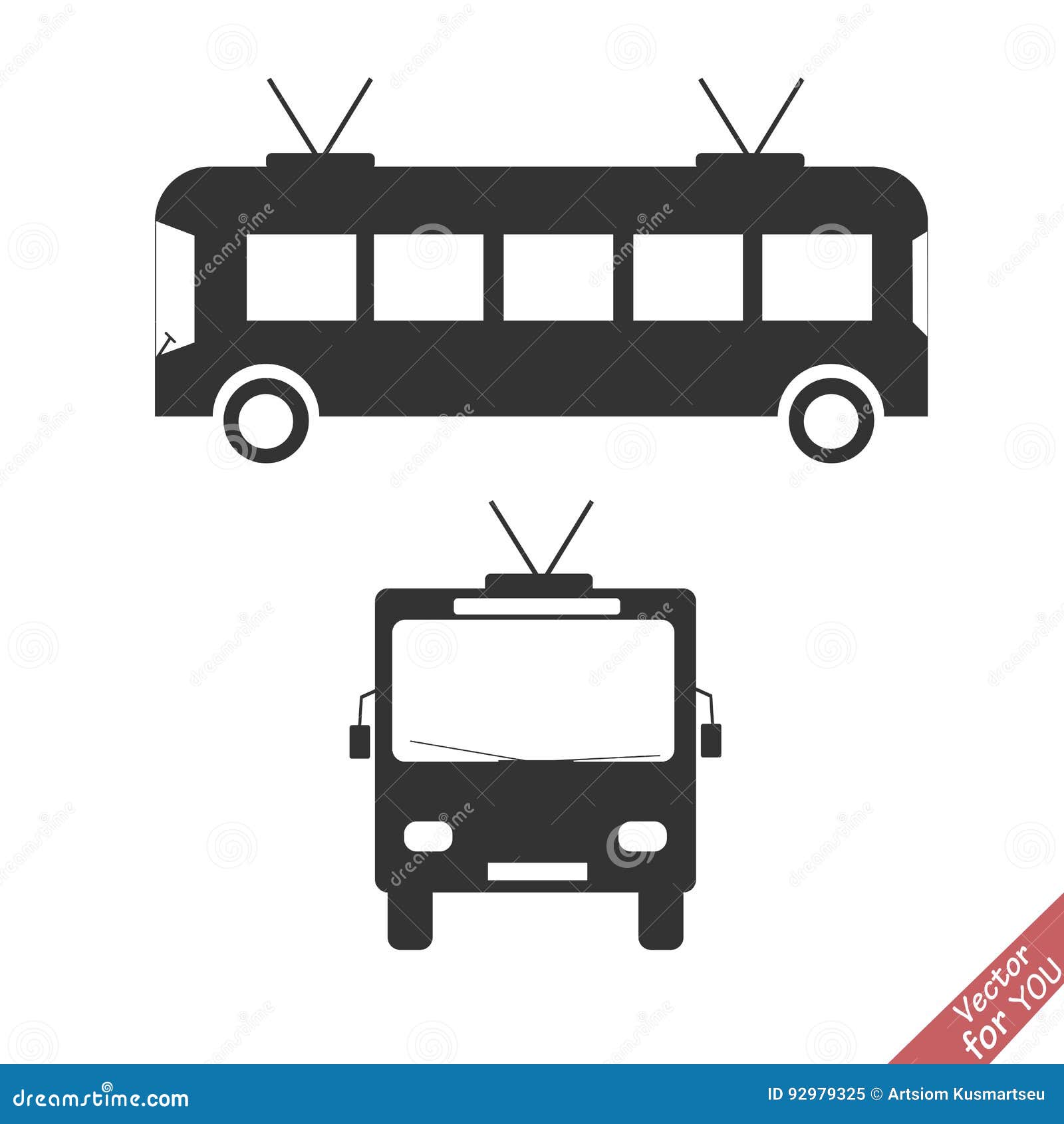Trolleybus Icon In Comic Style. Trolley Bus Cartoon Vector Illustration ...