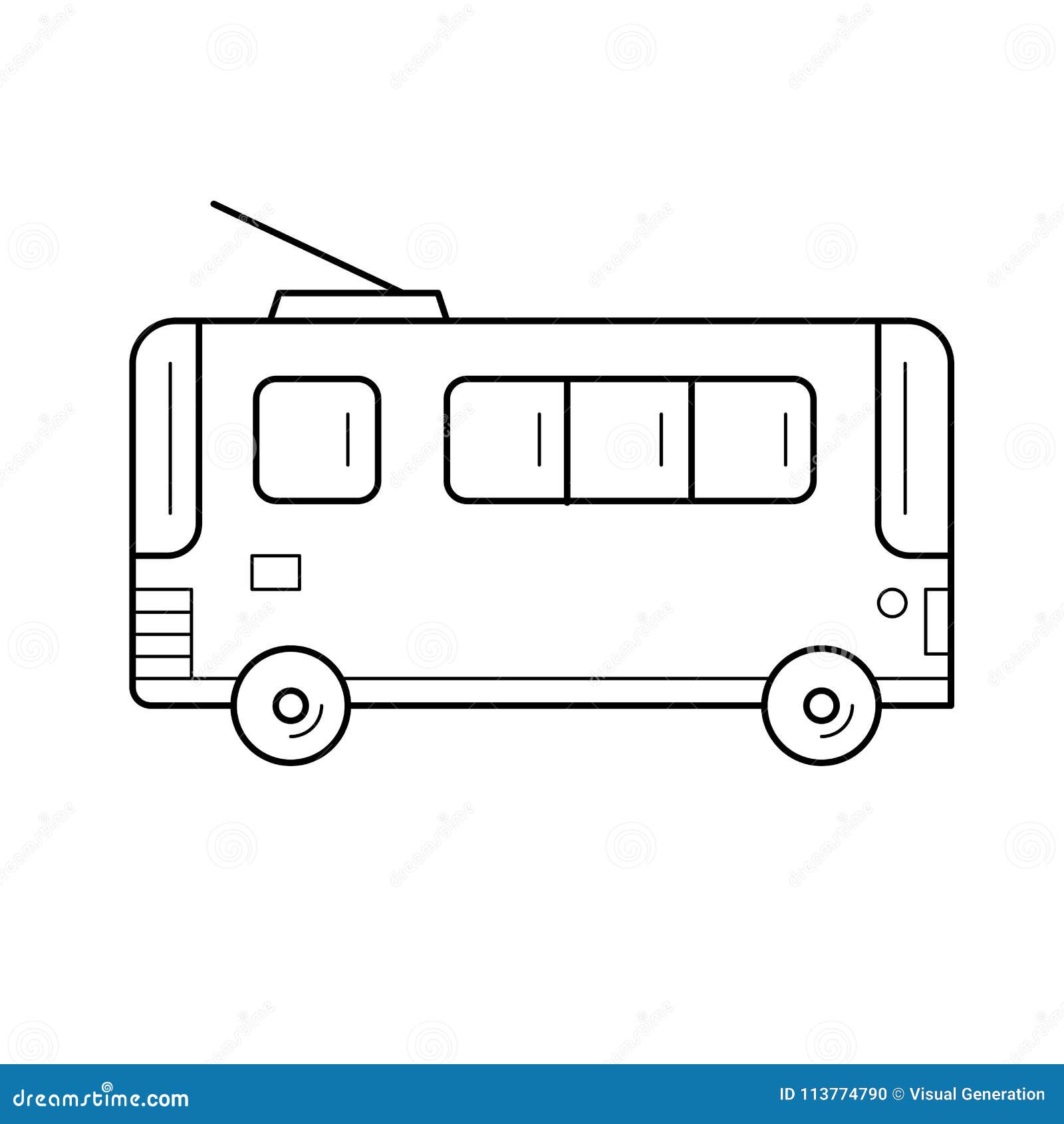 Trolleybus Line And Silhouette Black Icon Set. Trolley Bus In Front ...