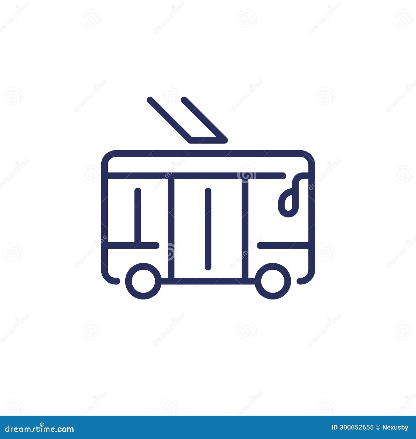Trolleybus Line And Silhouette Black Icon Set. Trolley Bus In Front View Pictogram. Stop Station ...