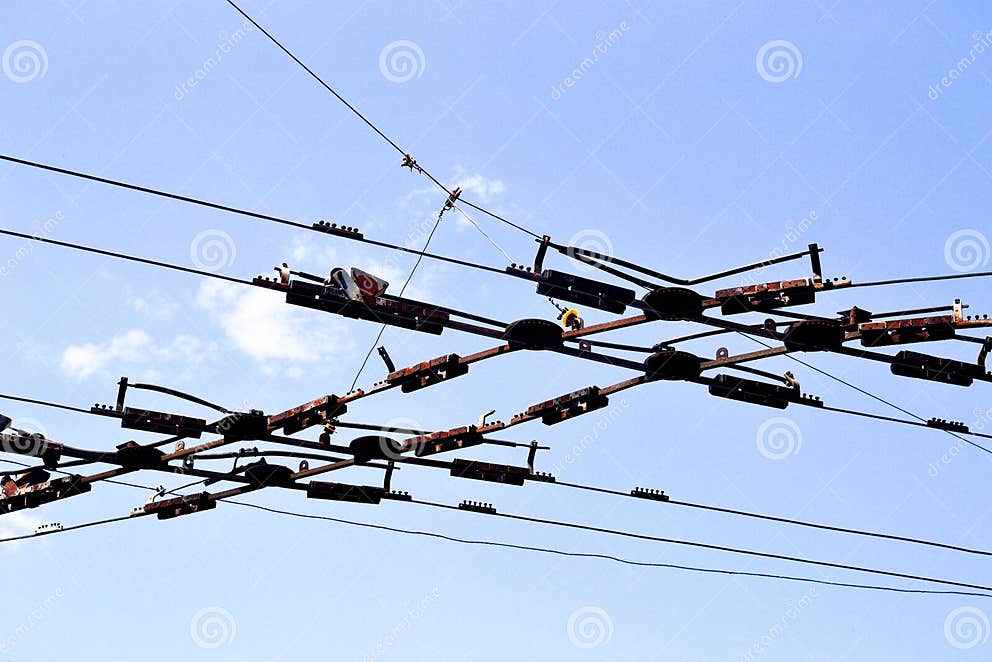Trolleybus Wire Against the Sky Stock Image - Image of cross, crossing ...