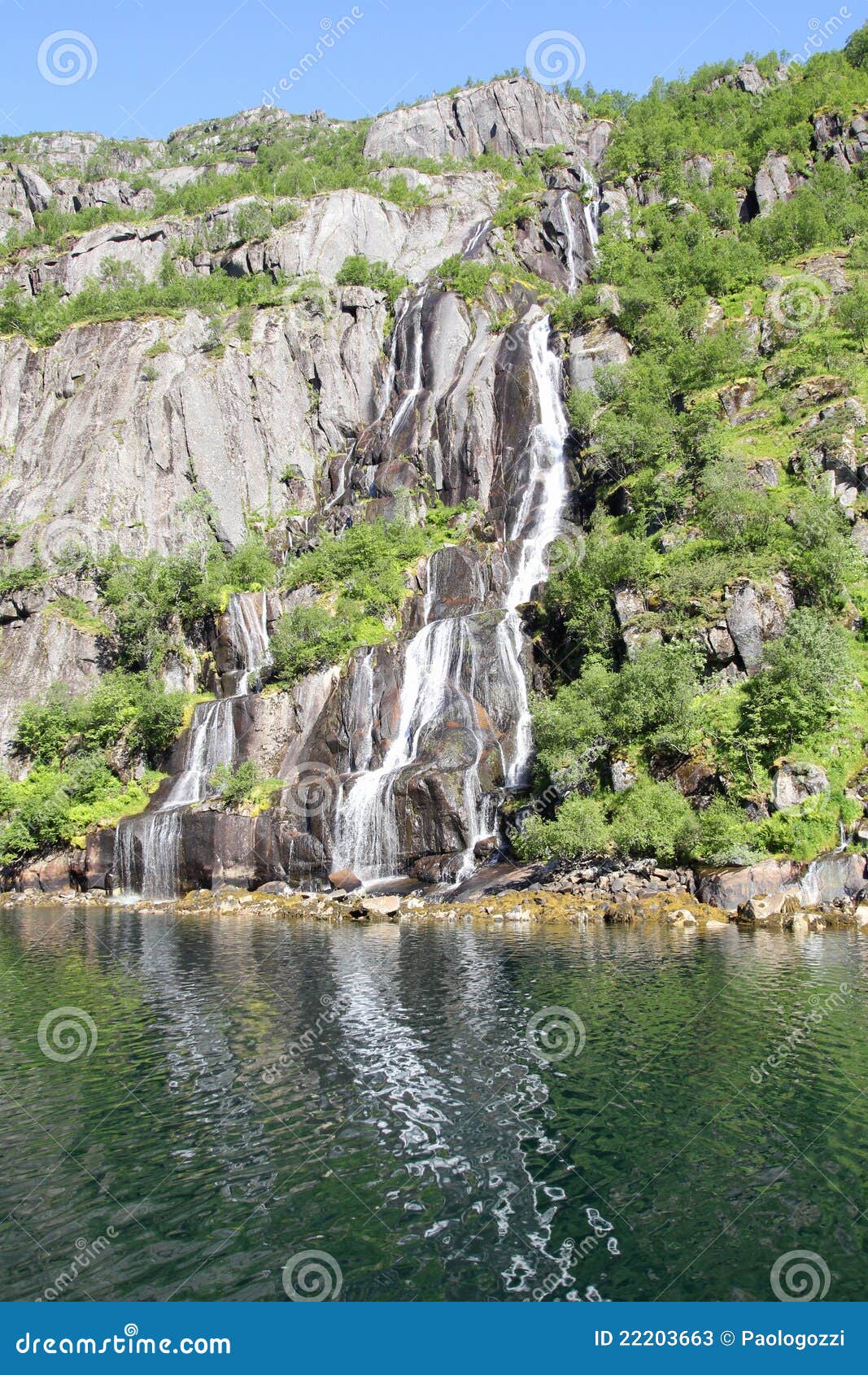 Trollfjord waterfall stock image. Image of extreme, islands - 22203663