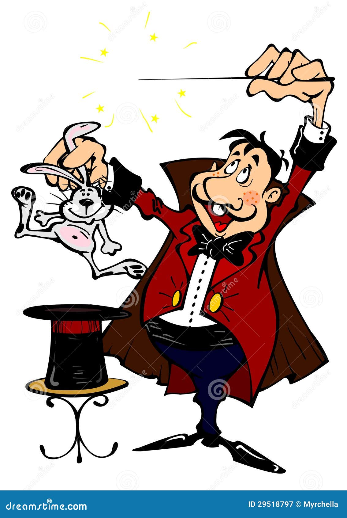 Trollkarl med en kanin stock illustrationer. Illustration av gyckel ...