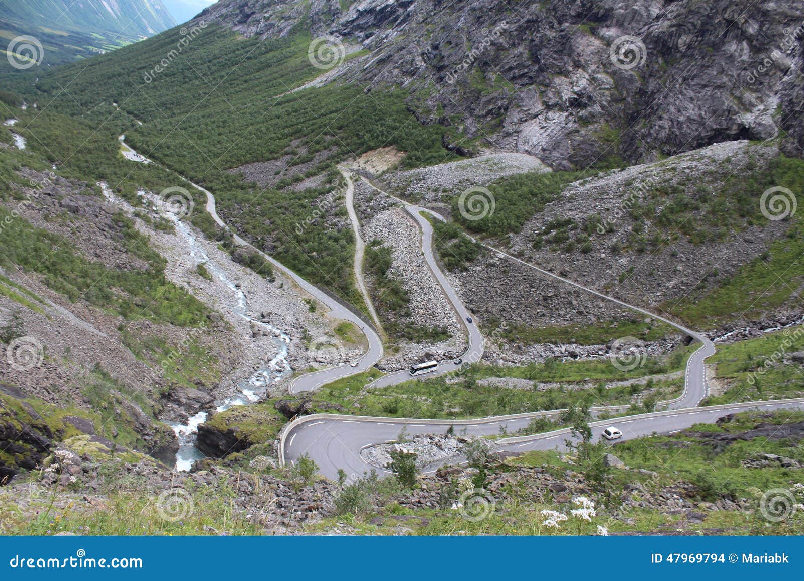 Trolls Path (norwegian Trollstigen). Stock Photo - Image of river, bend ...