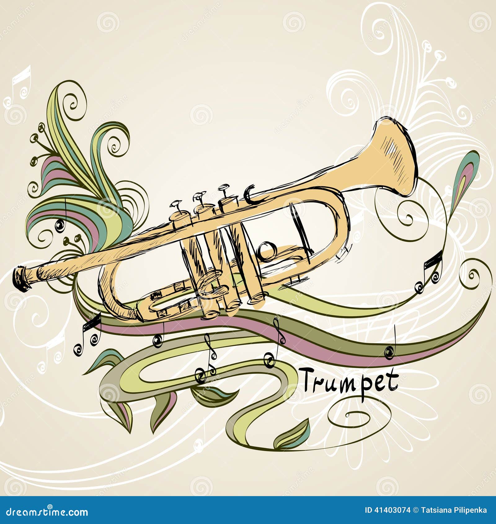 Trombeta ilustração do vetor. Ilustração de melodia, renascimento ...