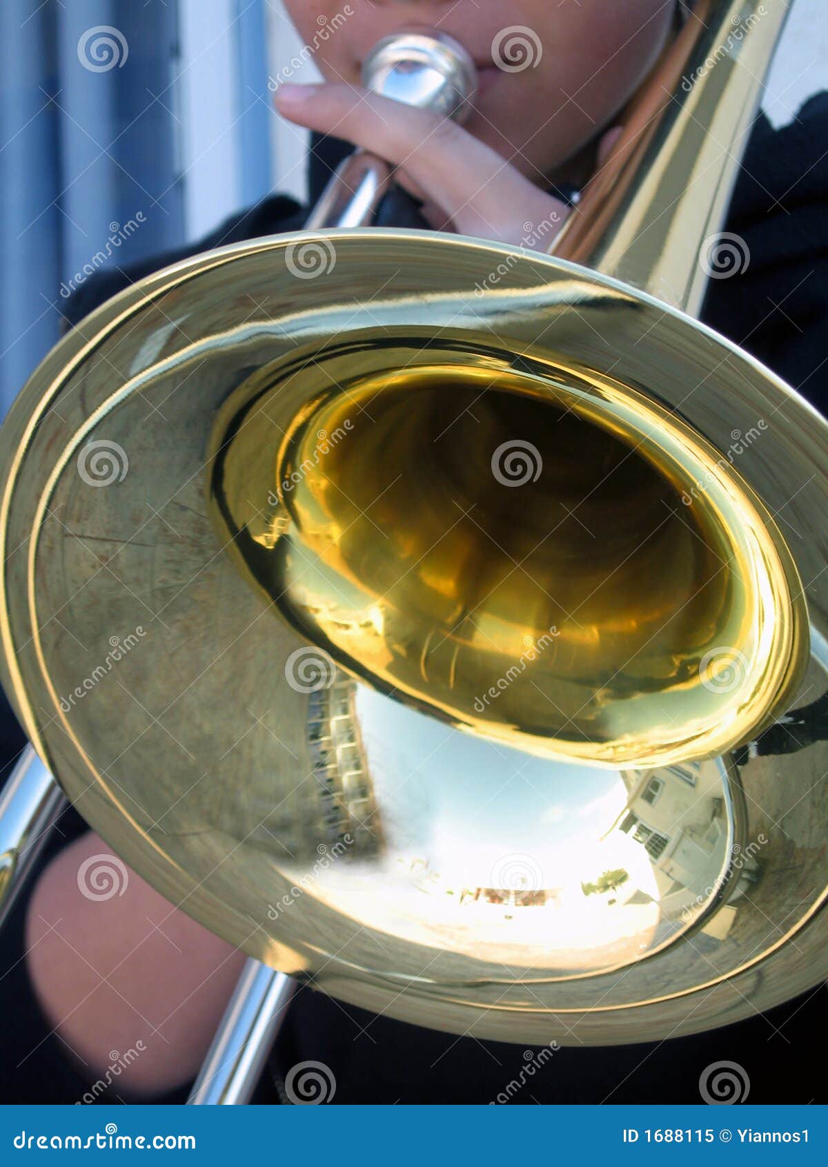 Trombone stock image. Image of detail, jazz, musical, trombone - 1688115
