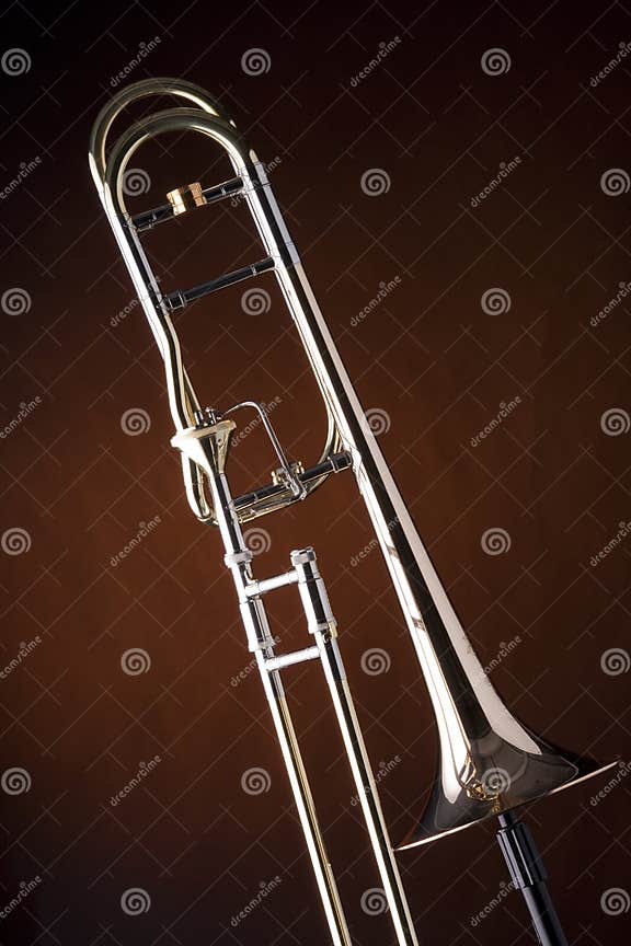 Trombone Gold Isolated on Gold Stock Photo - Image of format, wind ...