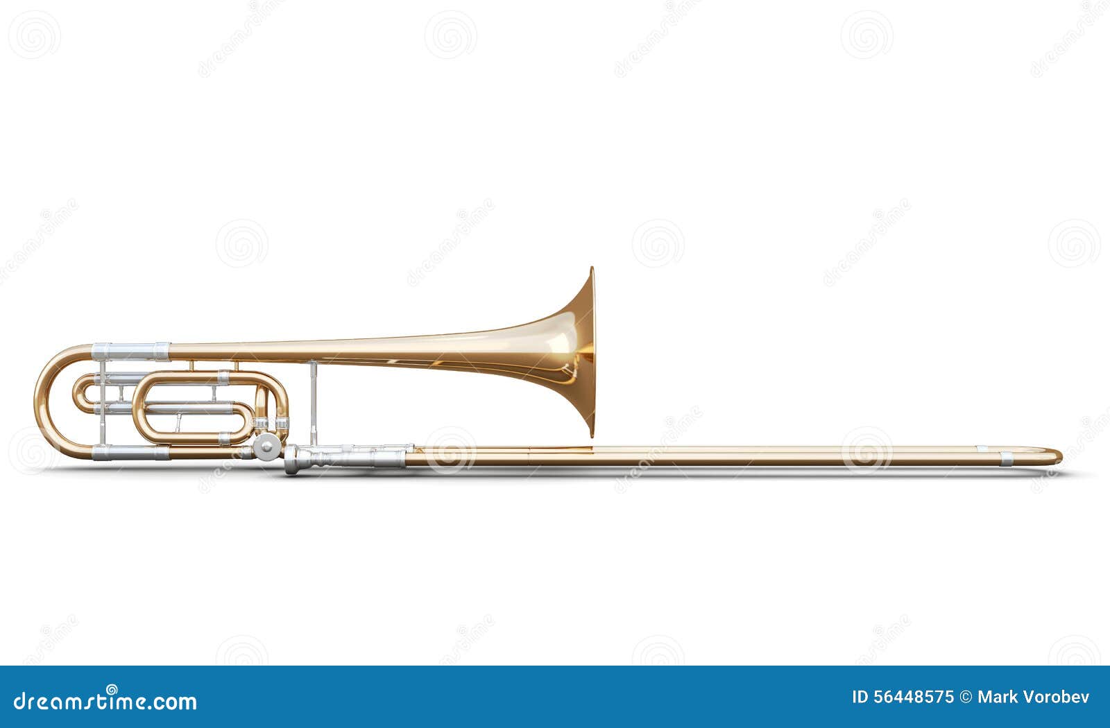 Trombone Isolated on White Background Stock Illustration - Illustration ...