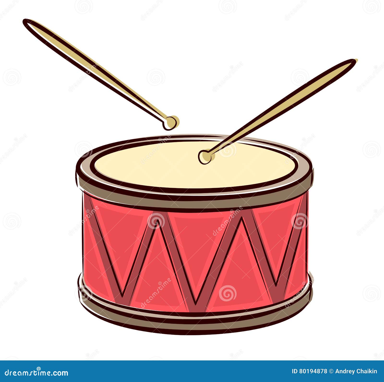 Trommel met stokken vector illustratie. Illustration of tekening - 80194878
