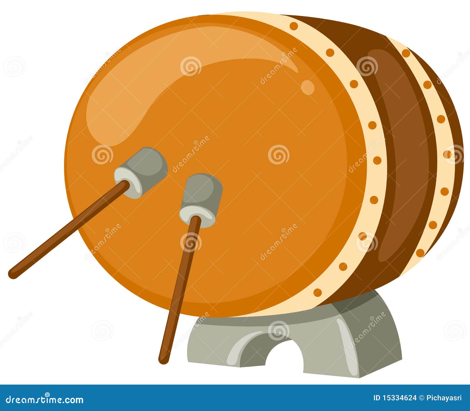 Trommel met trommelstokken vector illustratie. Illustration of stok ...